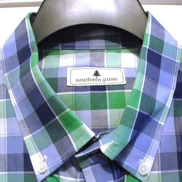 Southern Pines | Shirts | Southern Pines Ss Xl Green Dark Blue Light ...